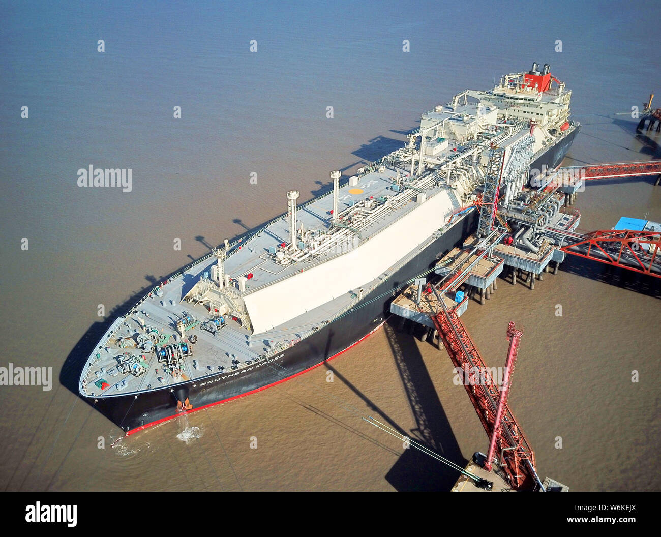 Aerial view of the Australian liquefied natural gas (LNG) boat ...