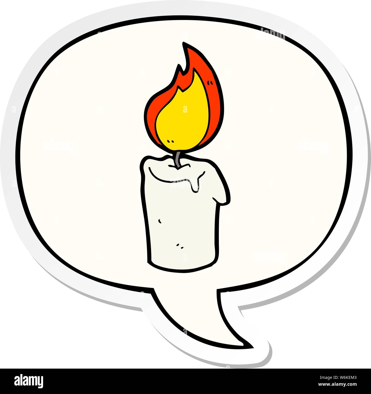 cartoon candle with speech bubble sticker Stock Vector Image & Art - Alamy