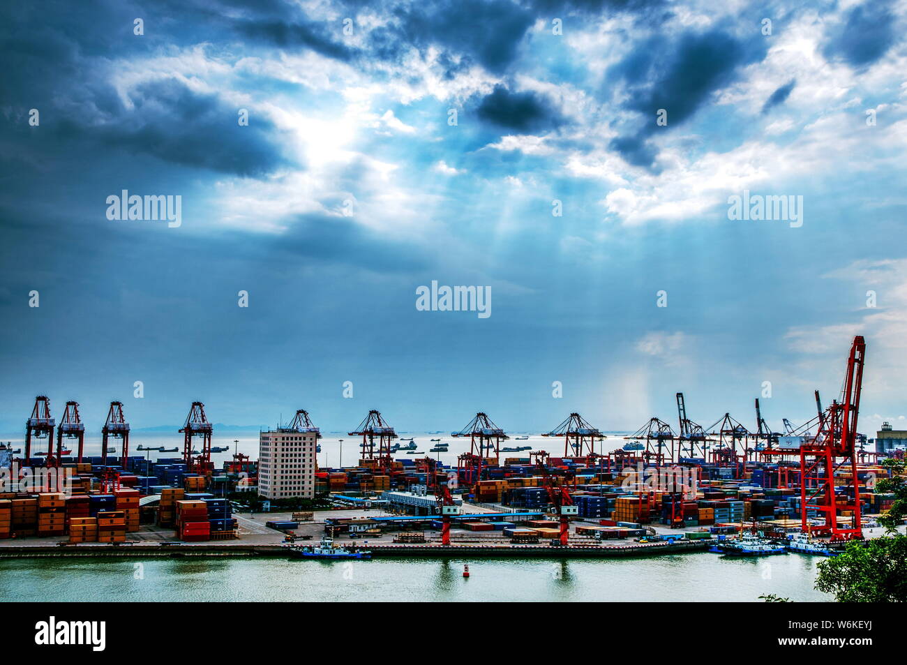 --FILE--Containers are piled up at a container terminal at the Chiwan ...