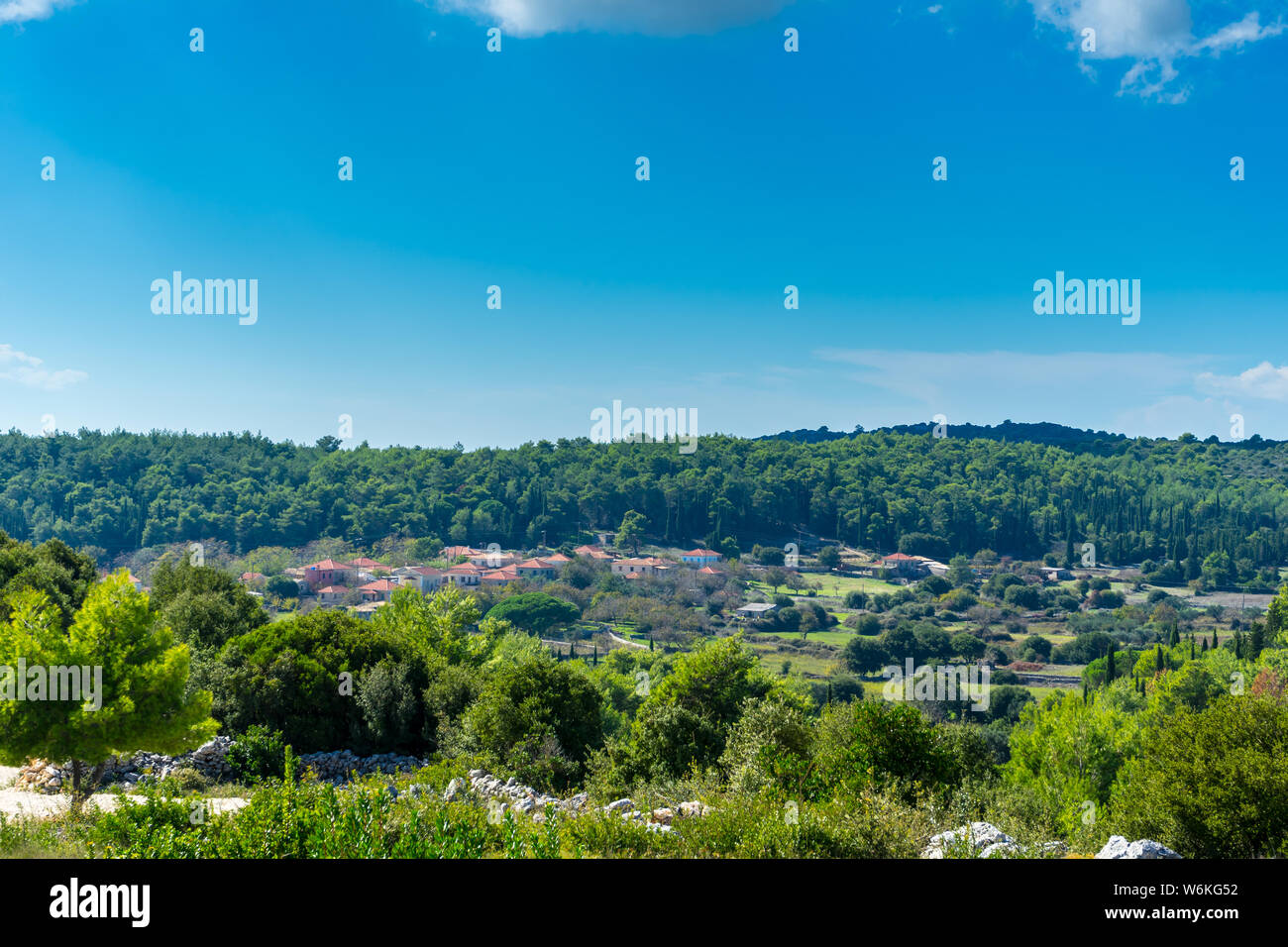 Greece, Zakynthos, Houses of ancient mountain village gyri Stock Photo ...