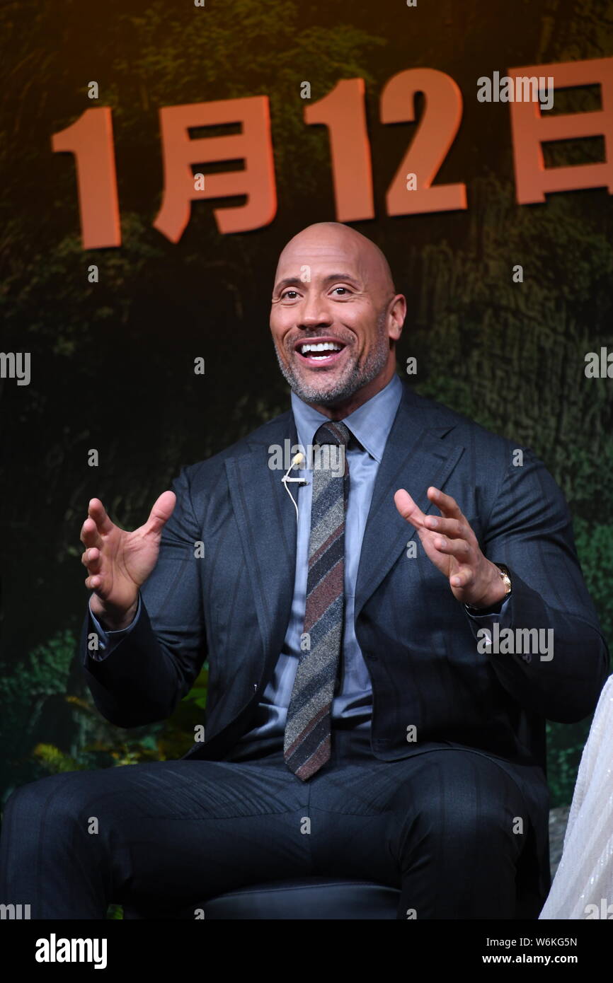 American actor Dwayne Johnson attends a press conference for the movie ...