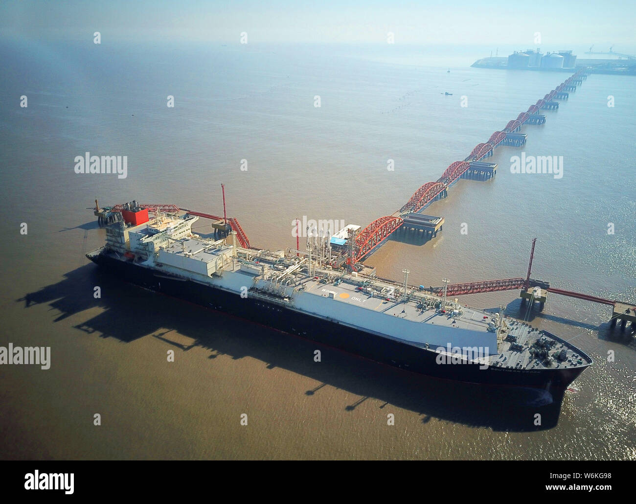 Aerial view of the Australian liquefied natural gas (LNG) boat ...
