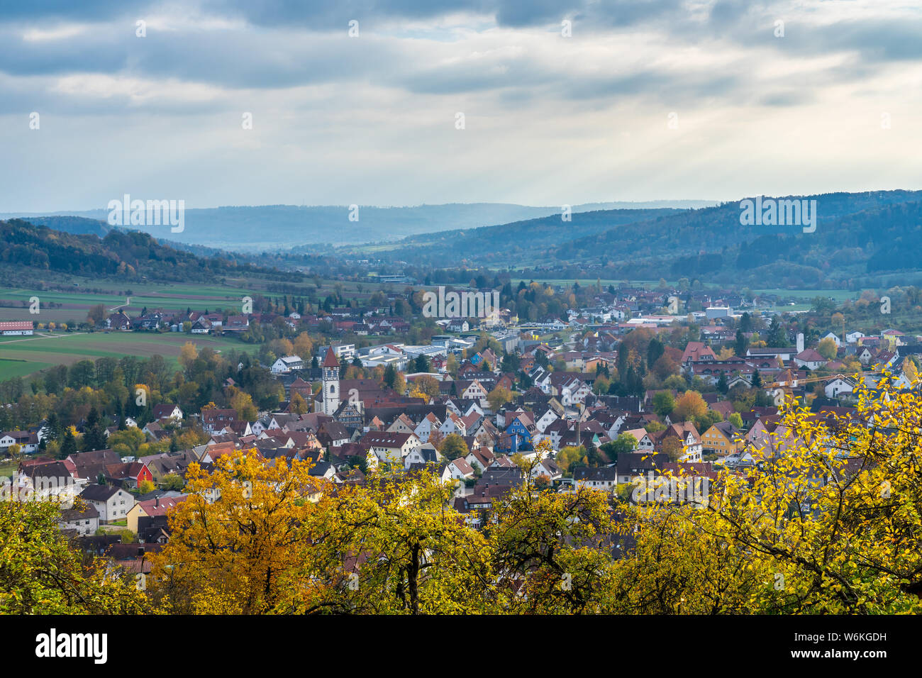 Germany, Beautiful houses of rudersberg city from above Stock Photo - Alamy
