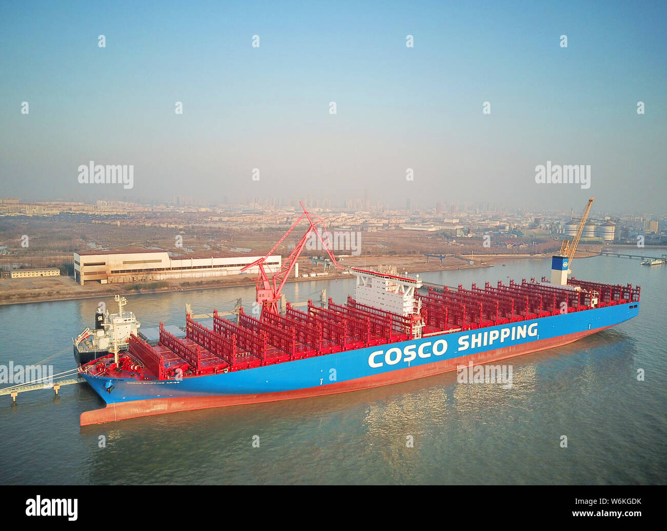 Aerial view of China's first 20,000 TEU container vessel "COSCO ...