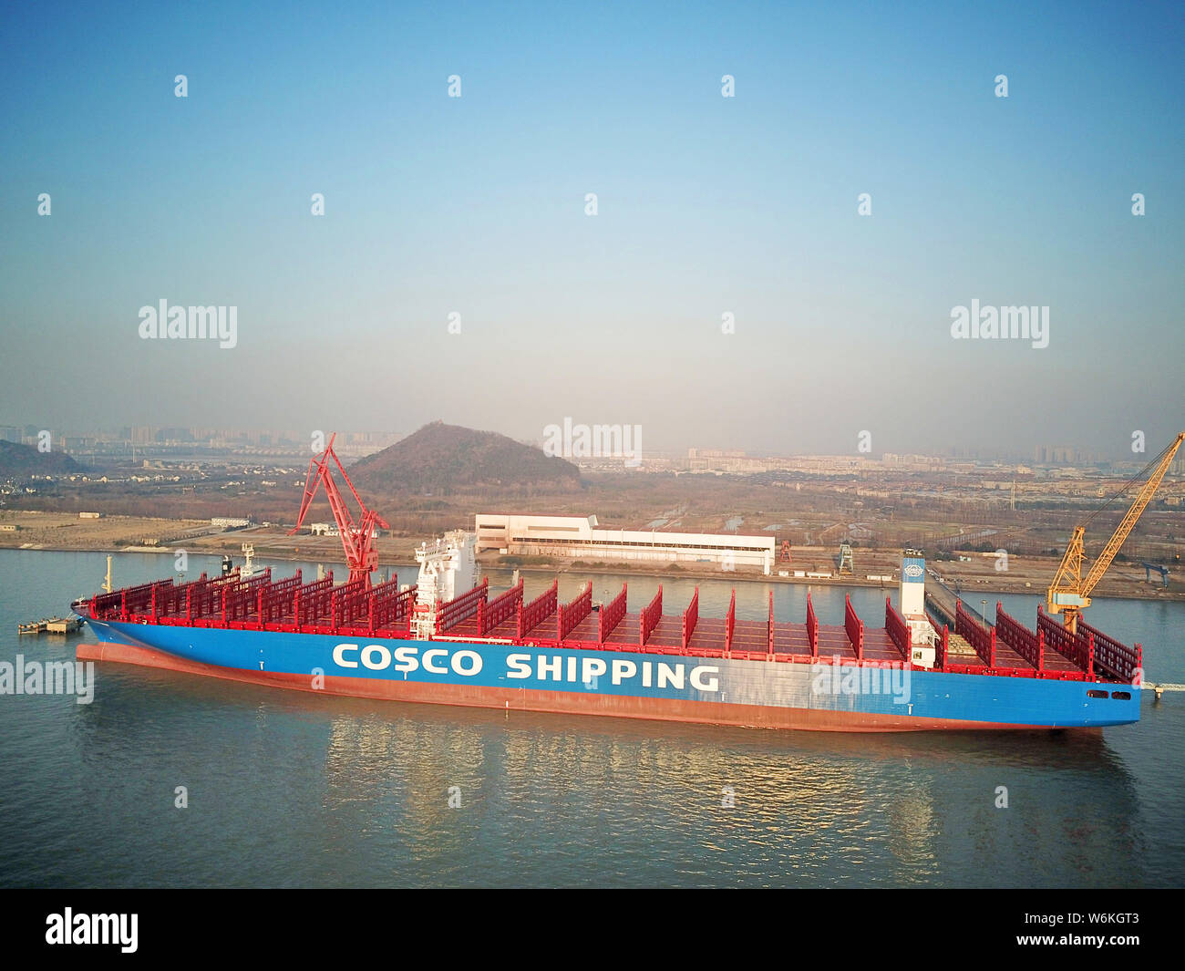 Aerial view of China's first 20,000 TEU container vessel "COSCO ...