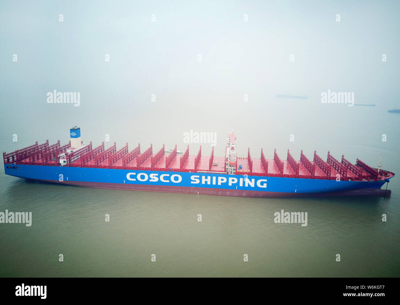 Aerial view of China's first 20,000 TEU container vessel "COSCO ...