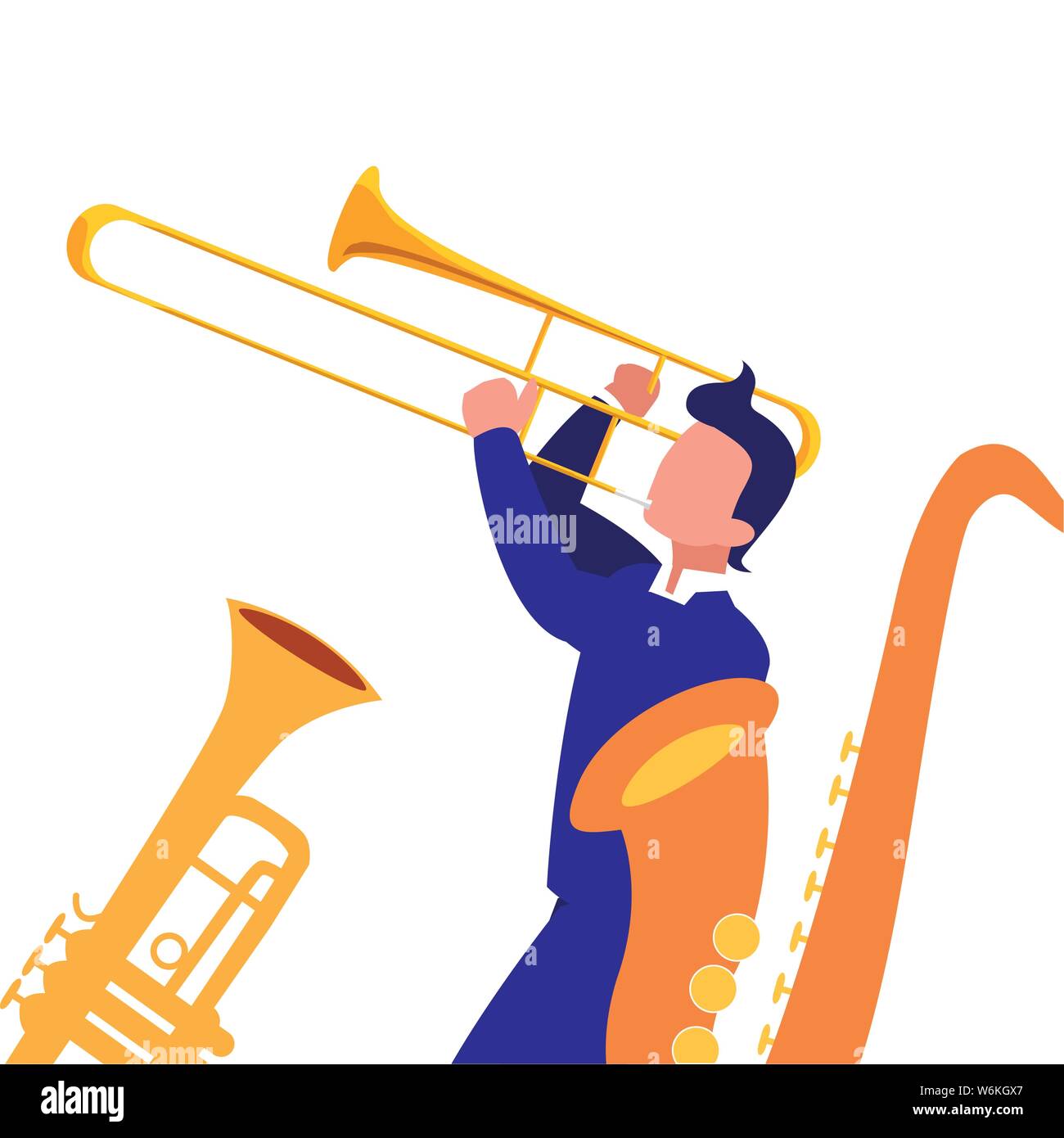 musician man playing instruments music vector illustration Stock Vector ...