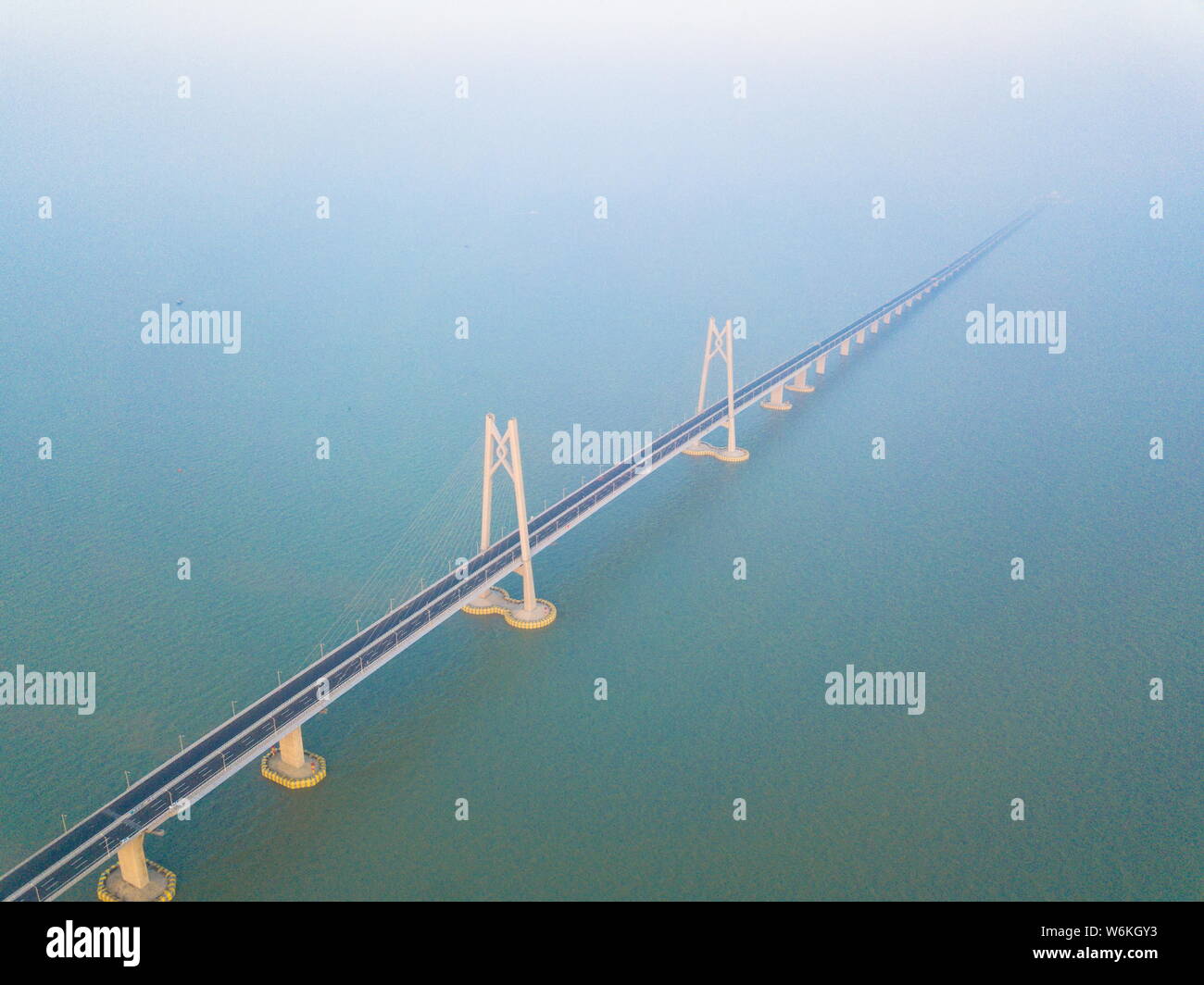 Aerial view of the world's longest cross-sea bridge, the Hong Kong ...