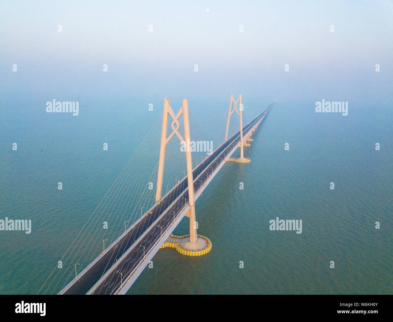 Aerial view of the world's longest cross-sea bridge, the Hong Kong ...