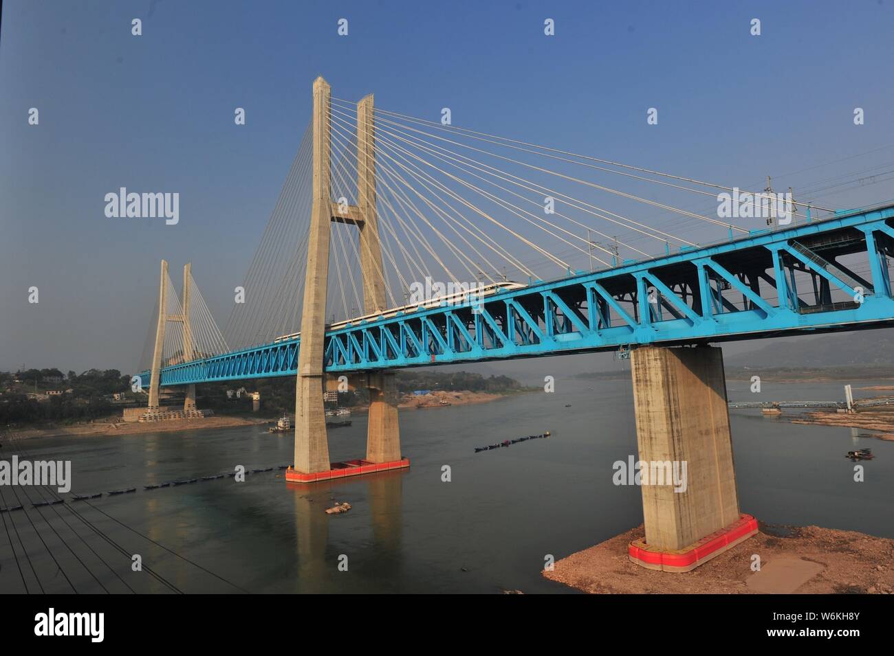 The double decker steel truss cable stay railway bridge, the newly ...
