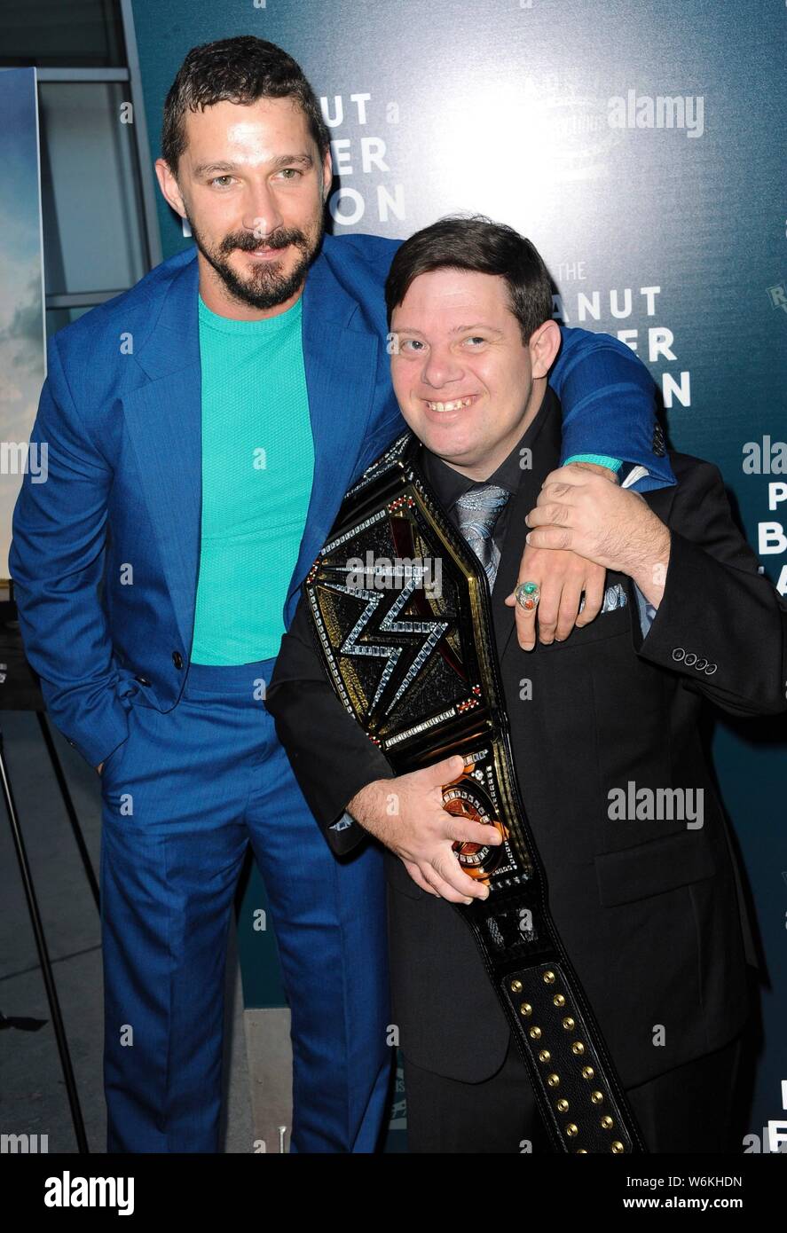 Los Angeles, CA. 1st Aug, 2019. Zack Gottsagen, Shia LaBeouf at ...