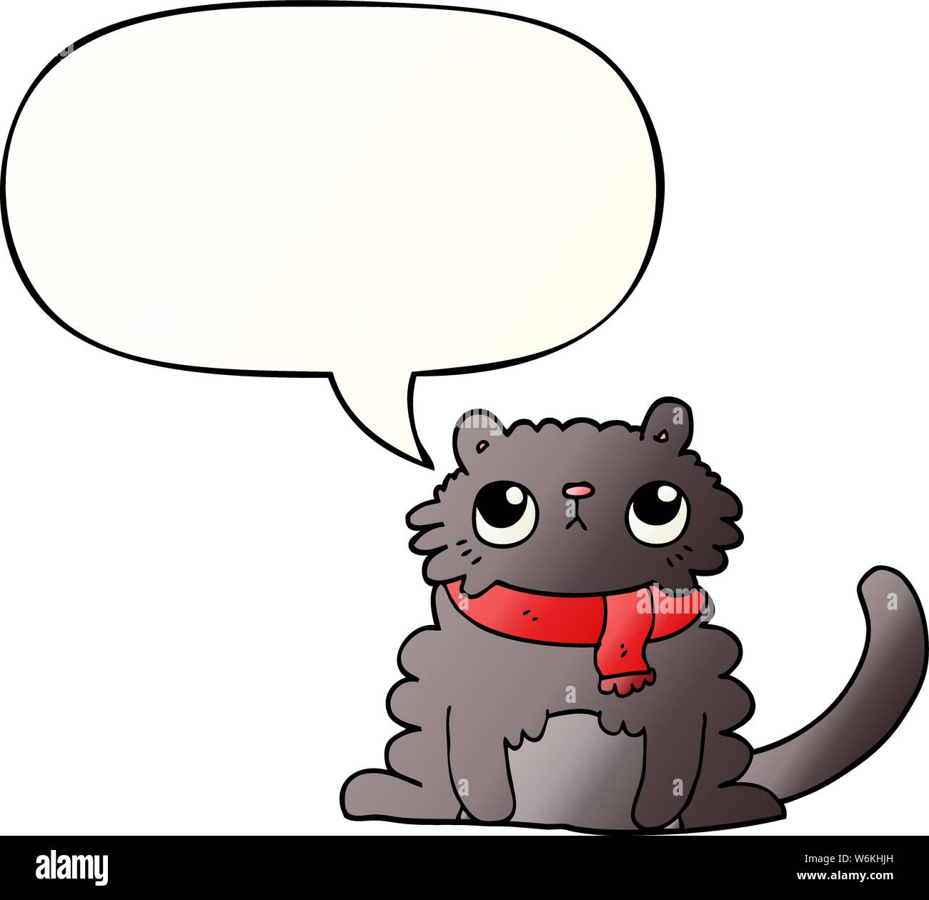 cartoon cat with speech bubble in smooth gradient style Stock Vector ...