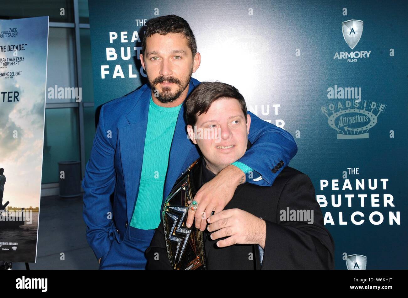 Los Angeles, CA. 1st Aug, 2019. Zack Gottsagen, Shia LaBeouf at ...