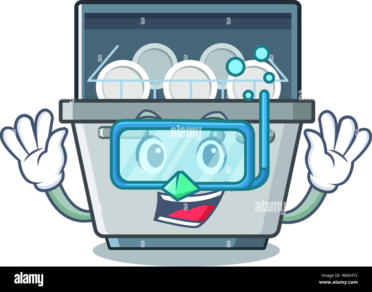 Diving dishwasher machine isolated in the cartoon Stock Vector Image ...