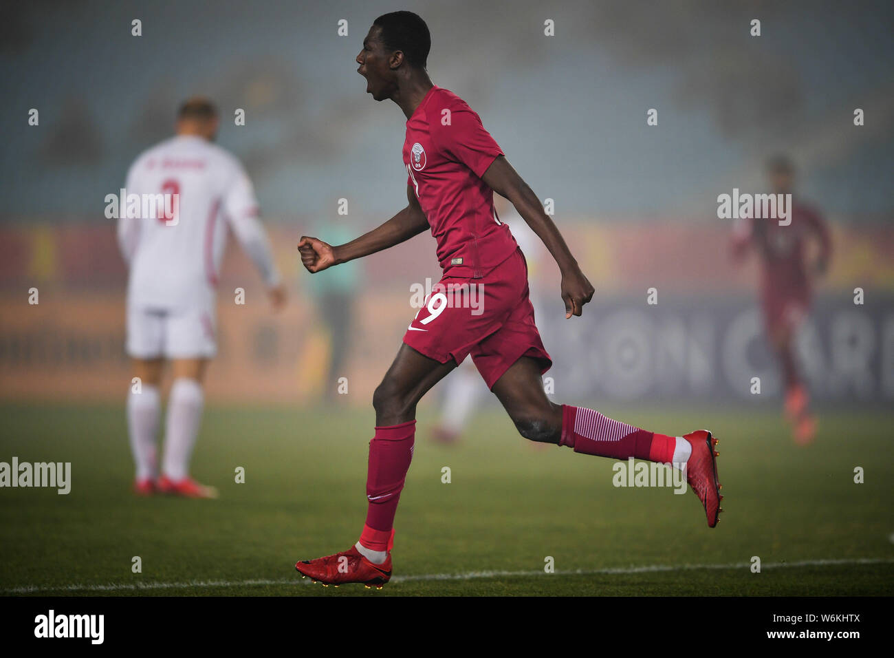 Almoez Ali Zainelabdeen Abdulla of Qatar celebrates after scoring ...