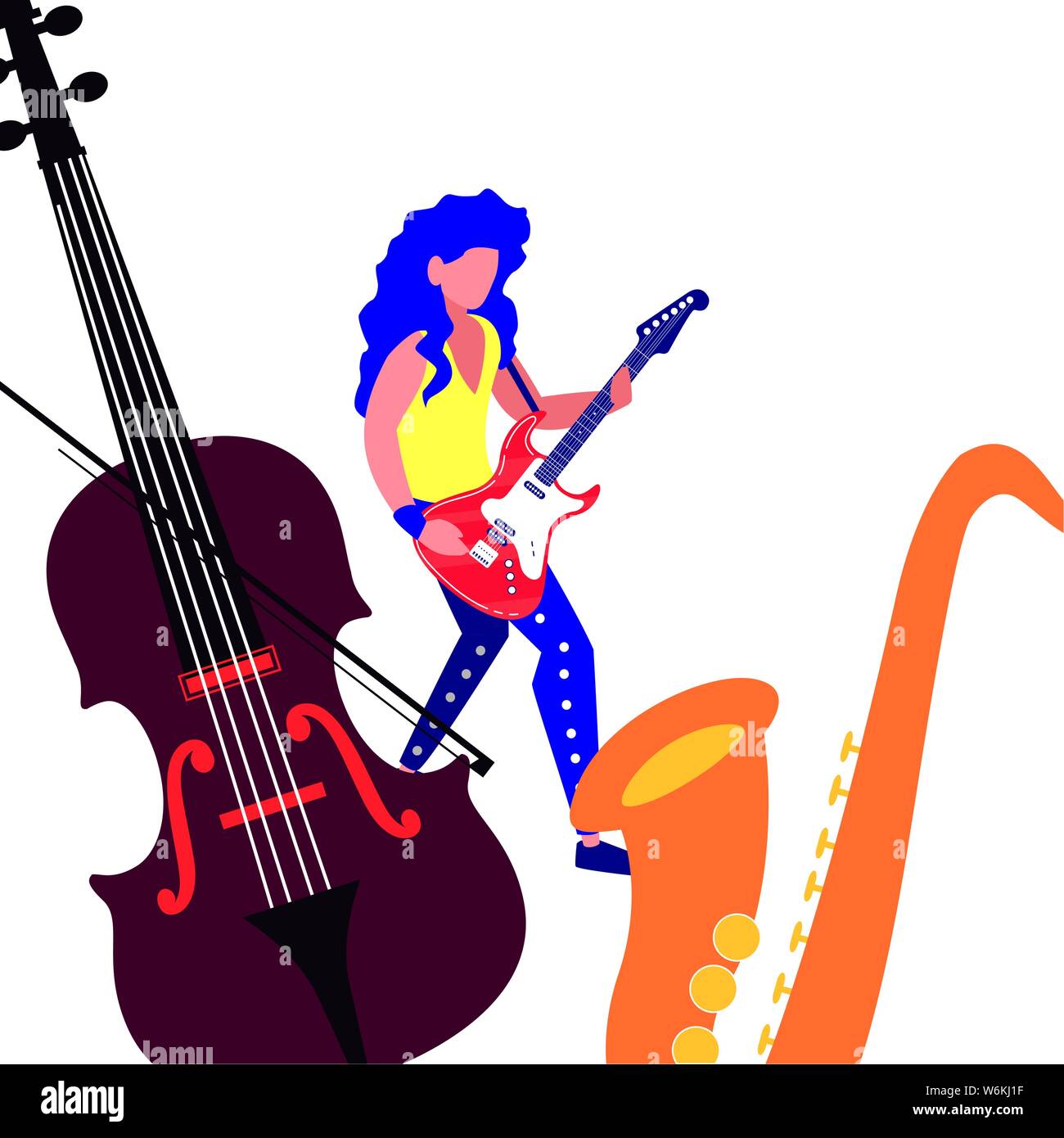 musician man playing instruments music vector illustration Stock Vector ...