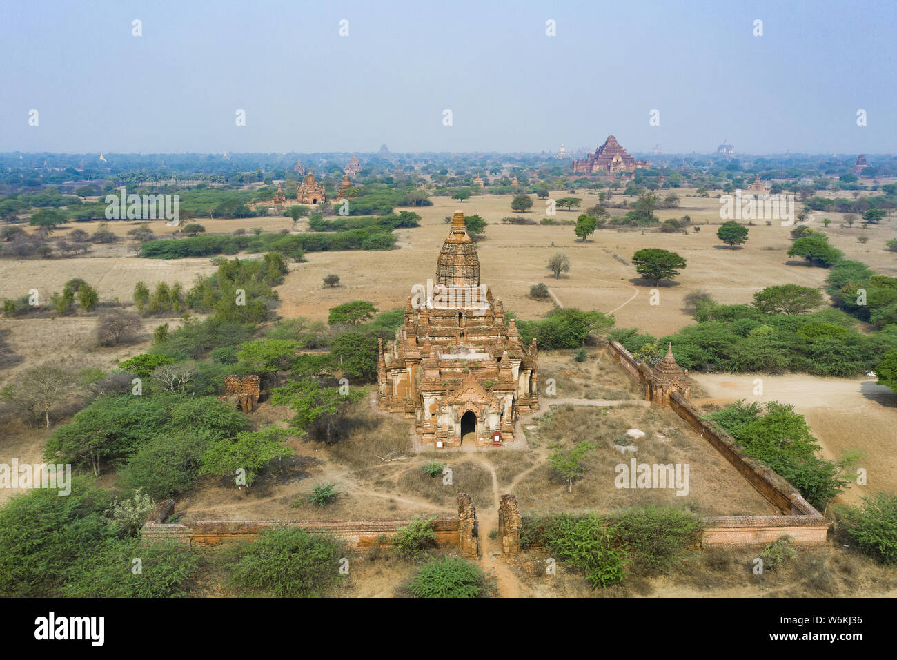 View from above, stunning aerial view of the beautiful Bagan ...