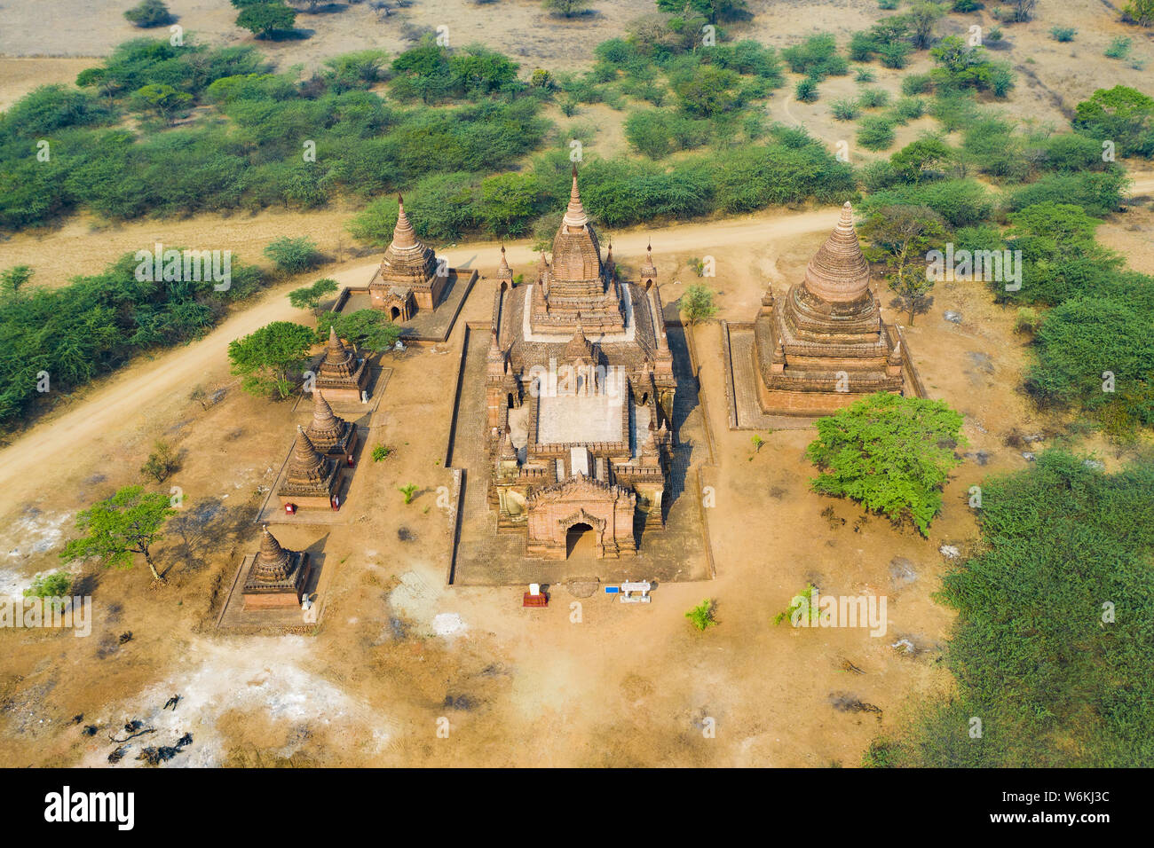 View from above, stunning aerial view of the beautiful Bagan ...