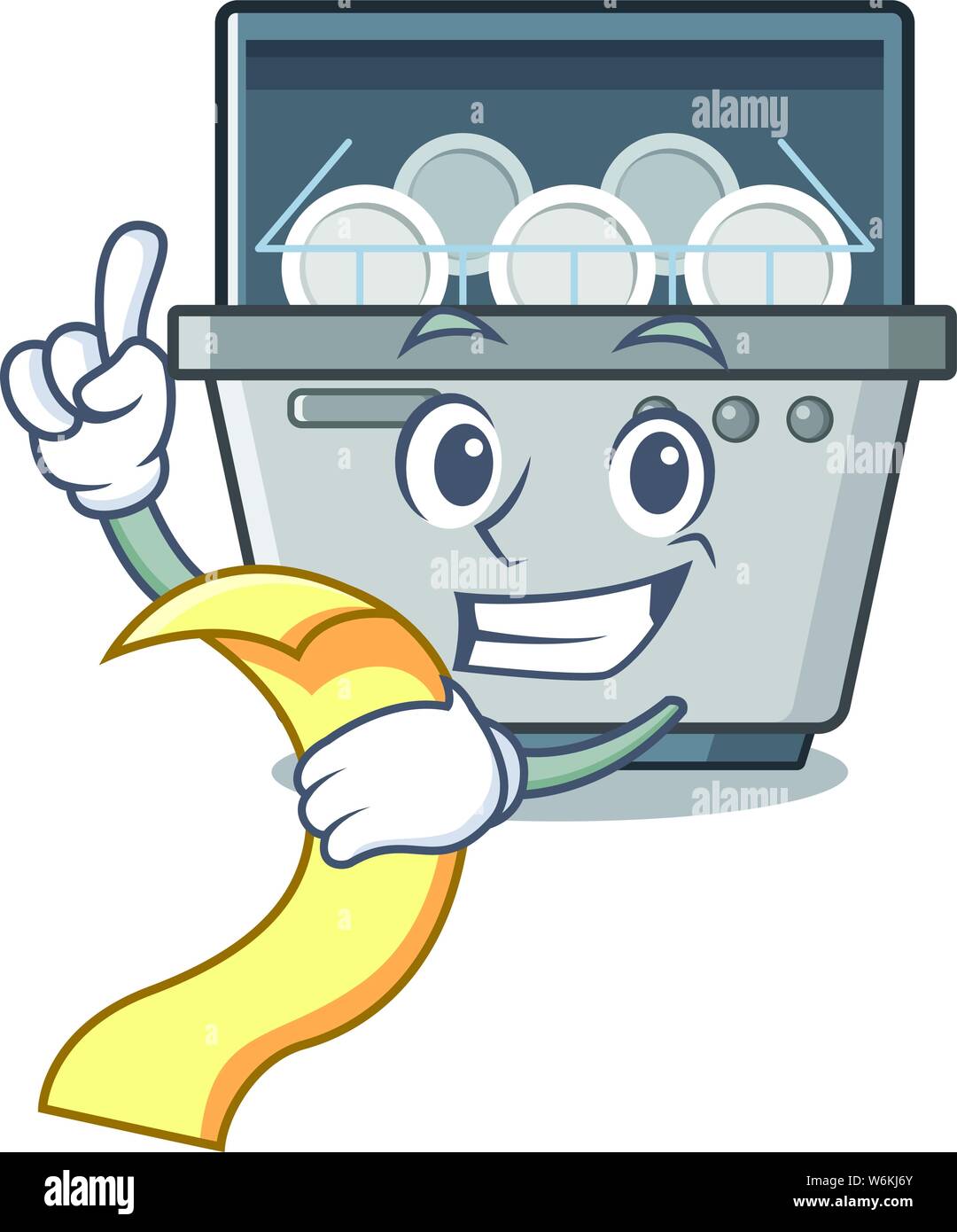 With menu dishwasher machine with the character shape Stock Vector ...