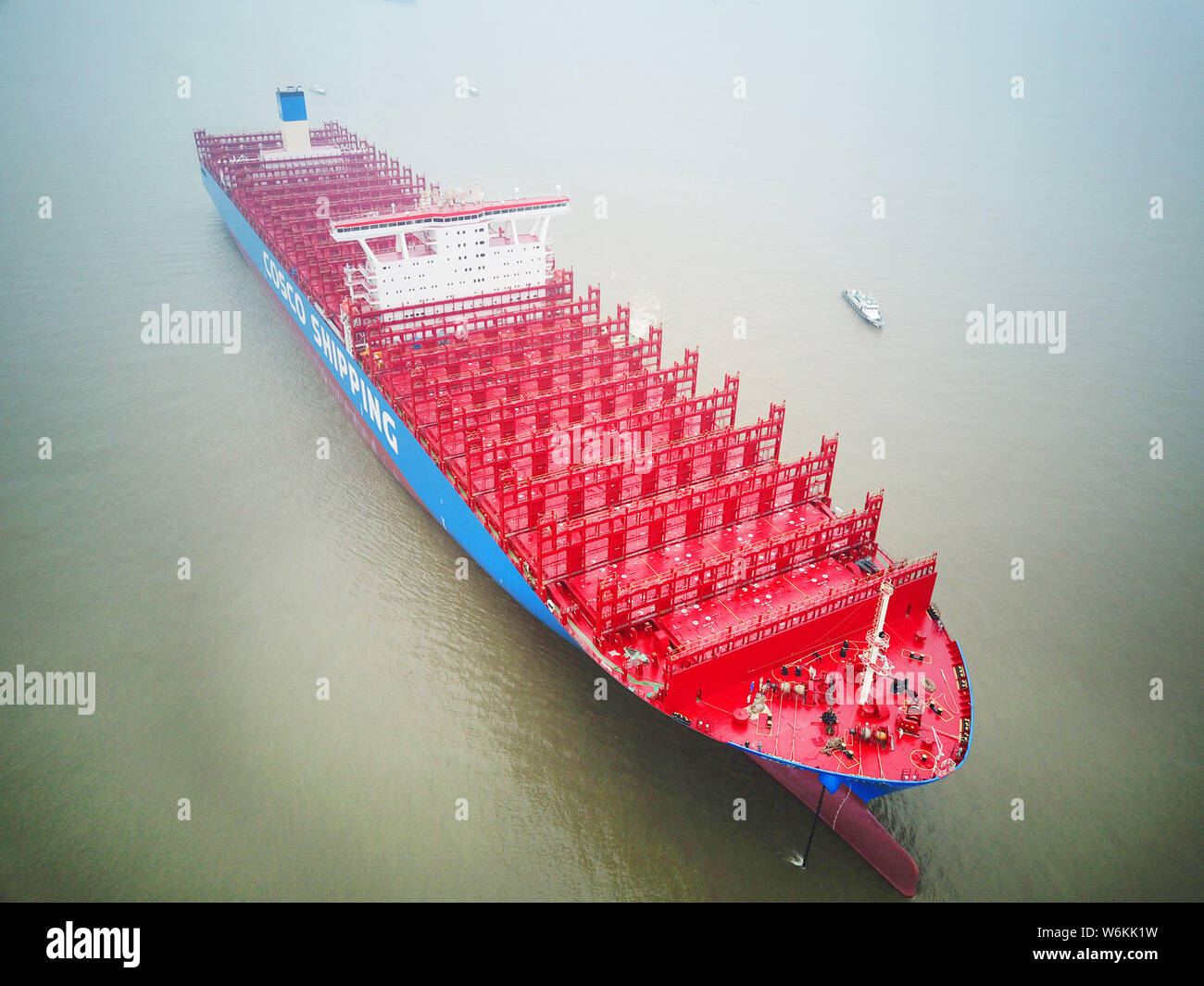 Aerial view of China's first 20,000 TEU container vessel "COSCO ...