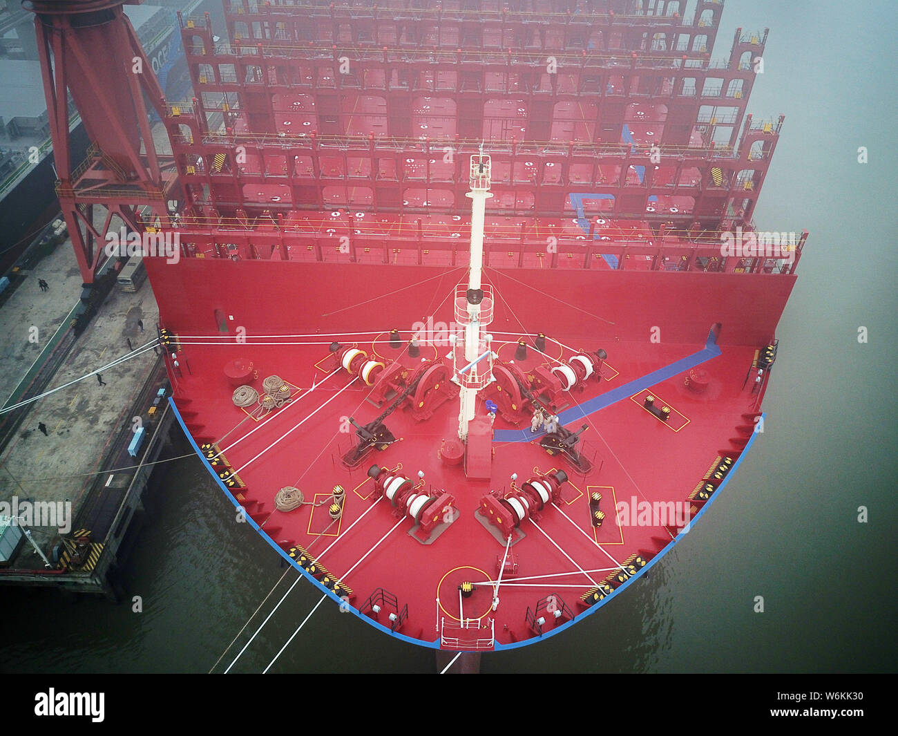 Aerial view of China's first 20,000 TEU container vessel "COSCO ...