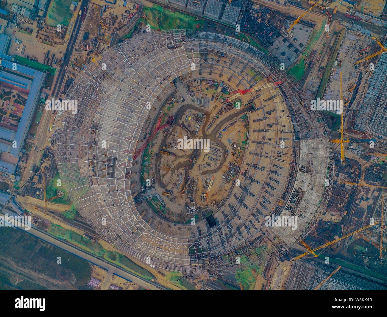 --FILE--Aerial view of the Olympic Sports Centre under construction ...