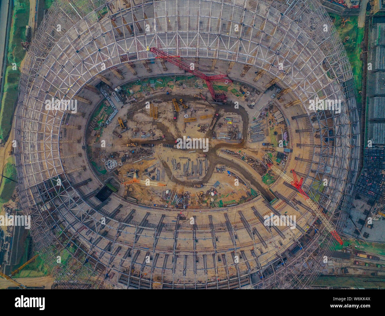 --FILE--Aerial view of the Olympic Sports Centre under construction ...