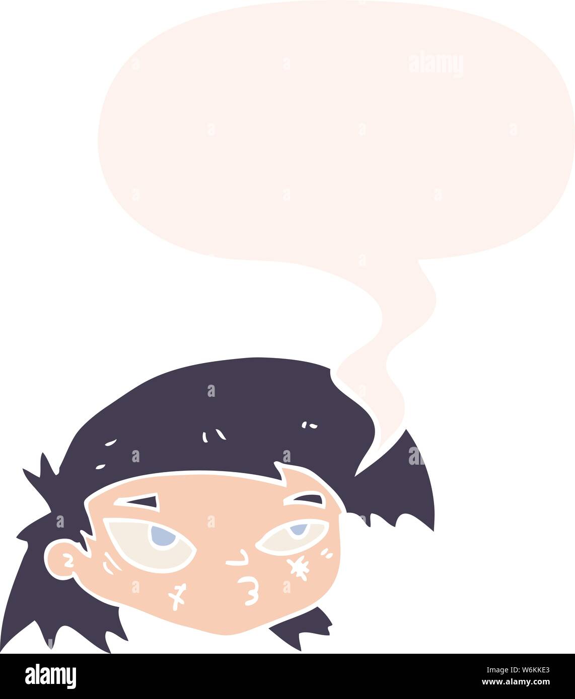 cartoon scratched up face with speech bubble in retro style Stock ...