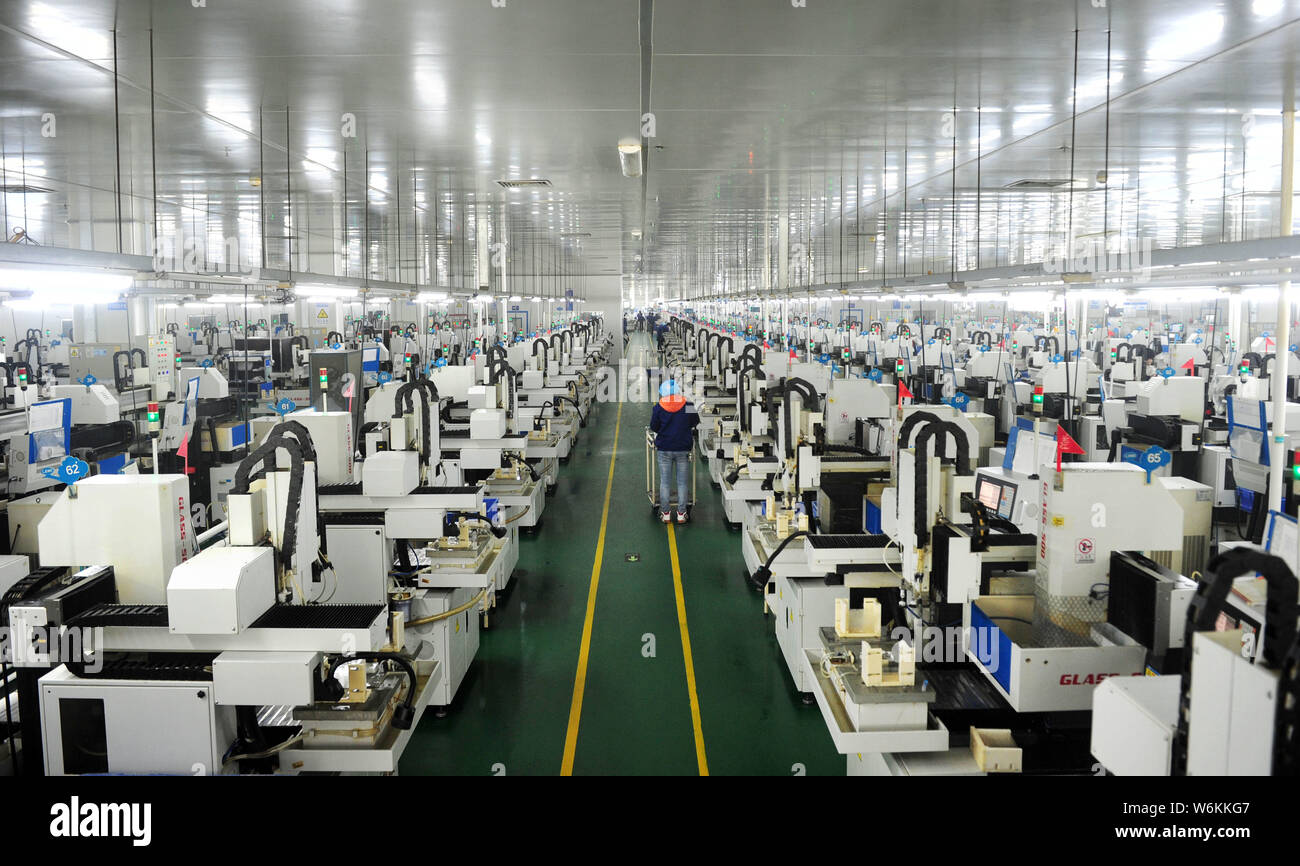 --FILE--Interior view of the plant of Lens Technology in Langli town ...