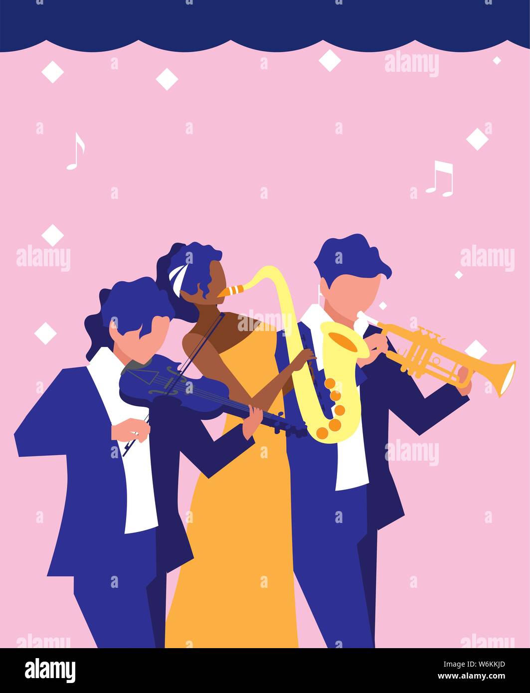 musicians people playing instrument orchestra design vector ...