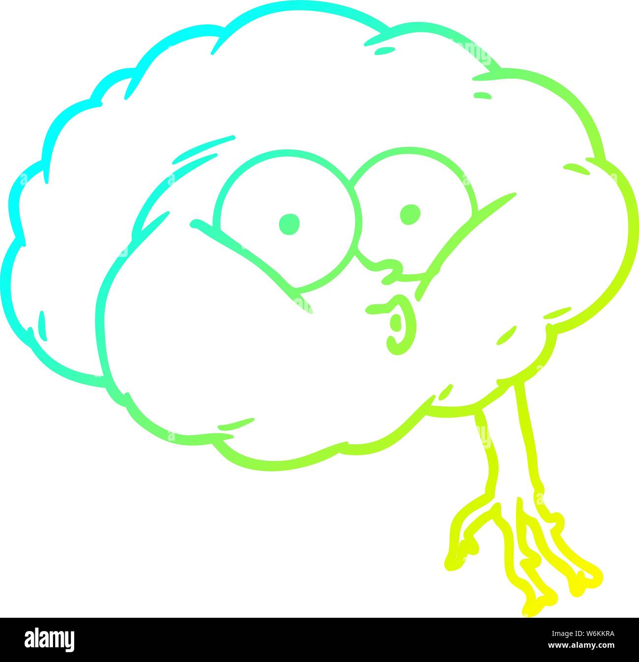 cold gradient line drawing of a cartoon impressed brain Stock Vector ...