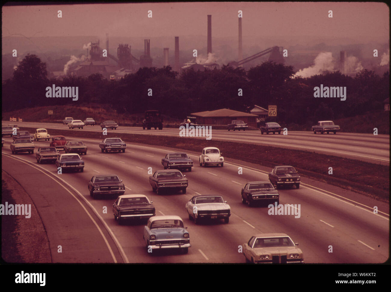 SMOKE-BELCHING CHIMNEYS AND SMOG-OBSCURED CITY Stock Photo - Alamy