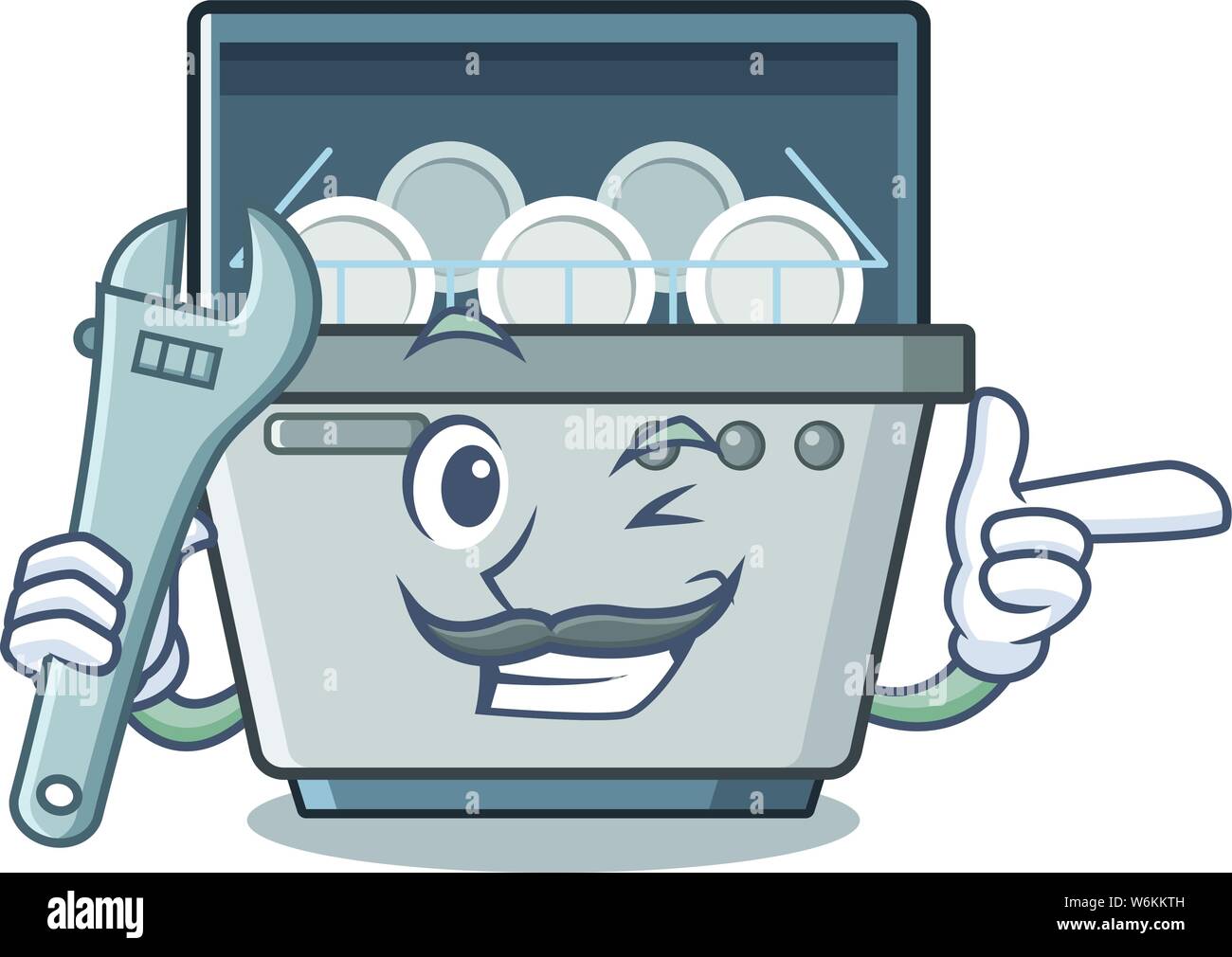 Mechanic dishwasher machine next to cartoon stove Stock Vector Image ...