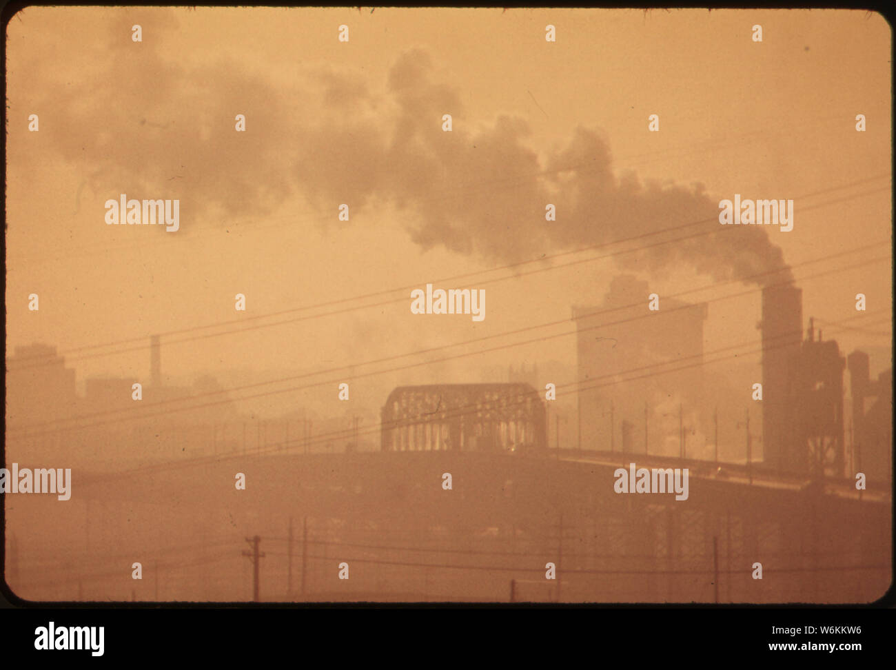 SMOKE OVER THE CLARK AVENUE BRIDGE Stock Photo - Alamy