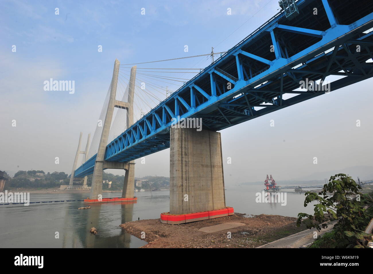 The double decker steel truss cable stay railway bridge, the newly ...