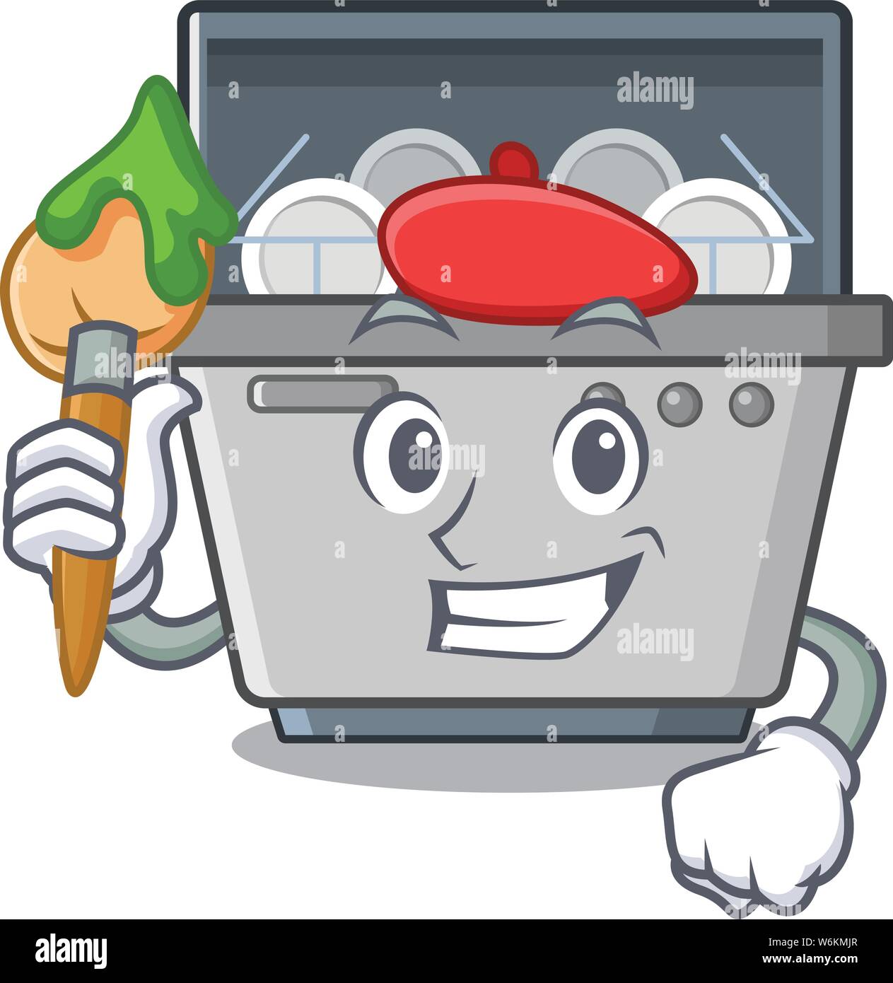 Artist mascot dishwasher machine in the kitchen Stock Vector Image ...