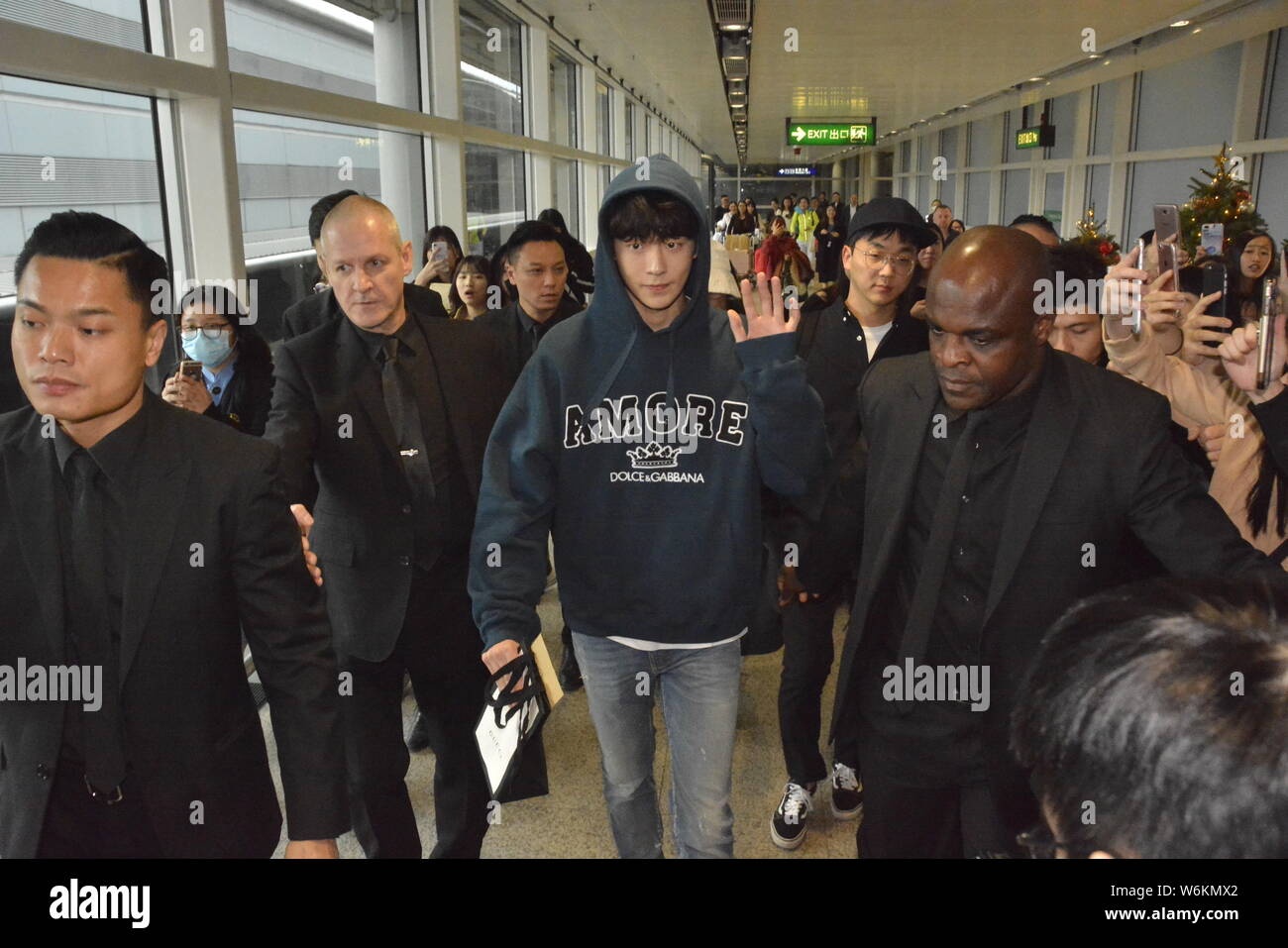 South Korean model and actor Nam Joo-hyuk is surrounded by a crowd of ...
