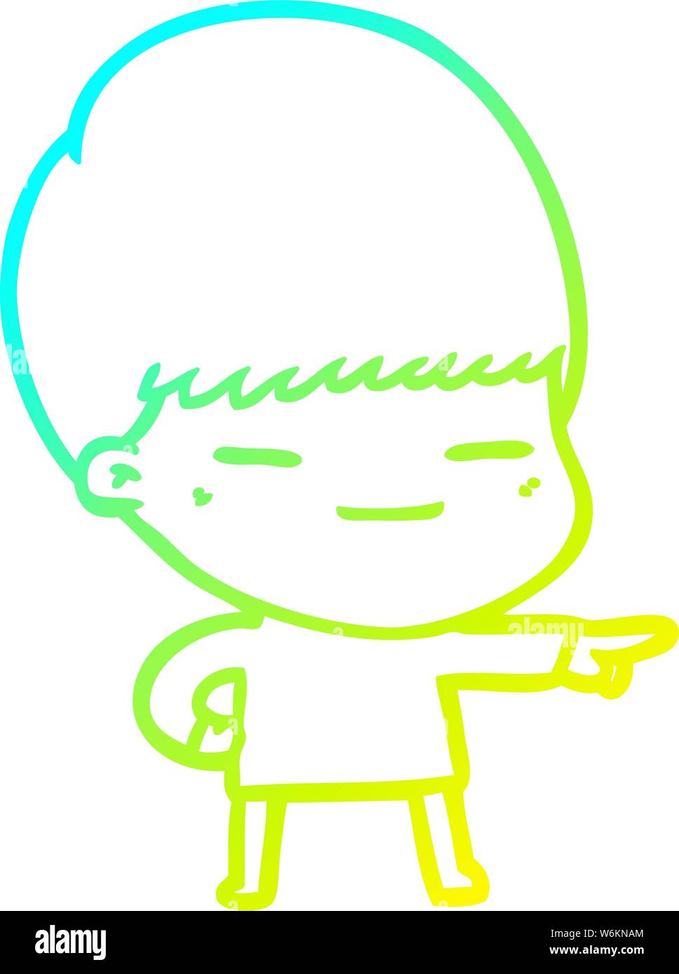 cold gradient line drawing of a cartoon smug boy Stock Vector Image ...