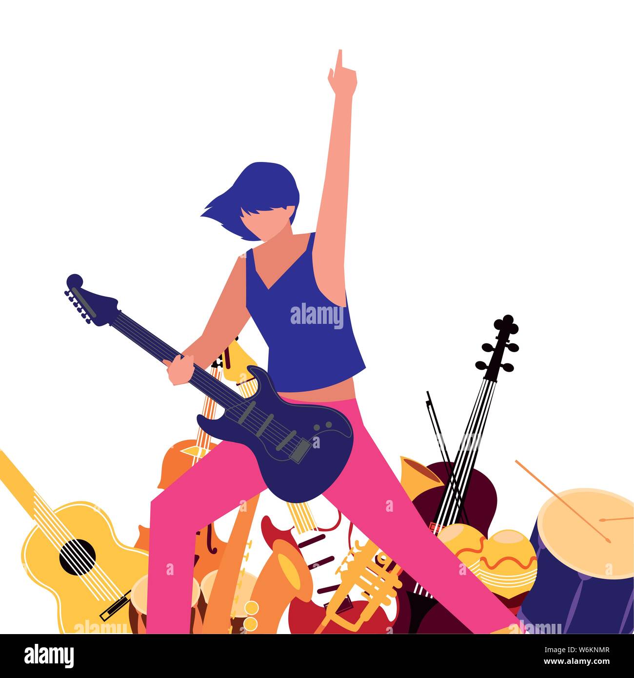 musician man playing instruments music vector illustration Stock Vector ...
