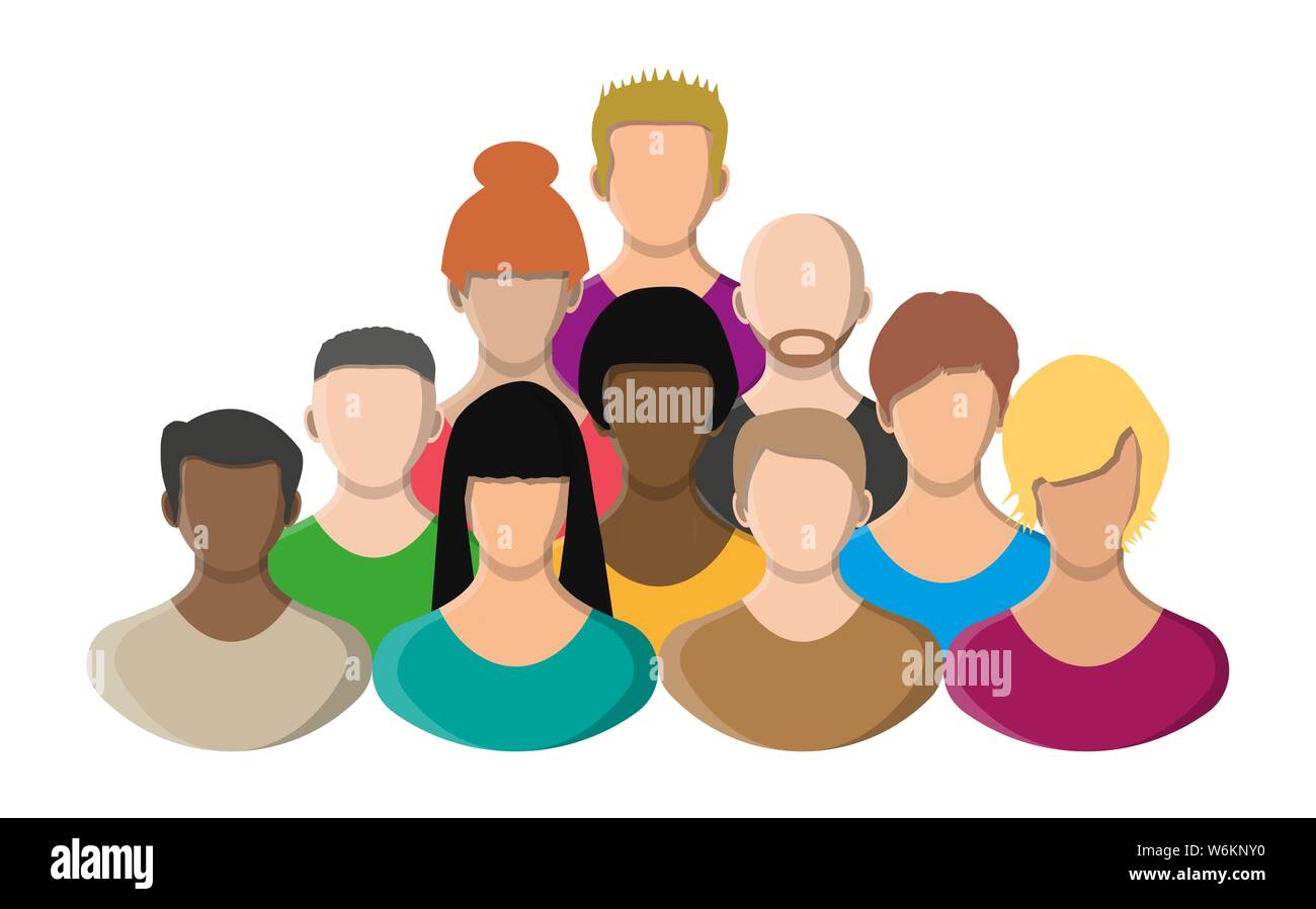 People face, avatar icon, cartoon character in color. Male and female ...