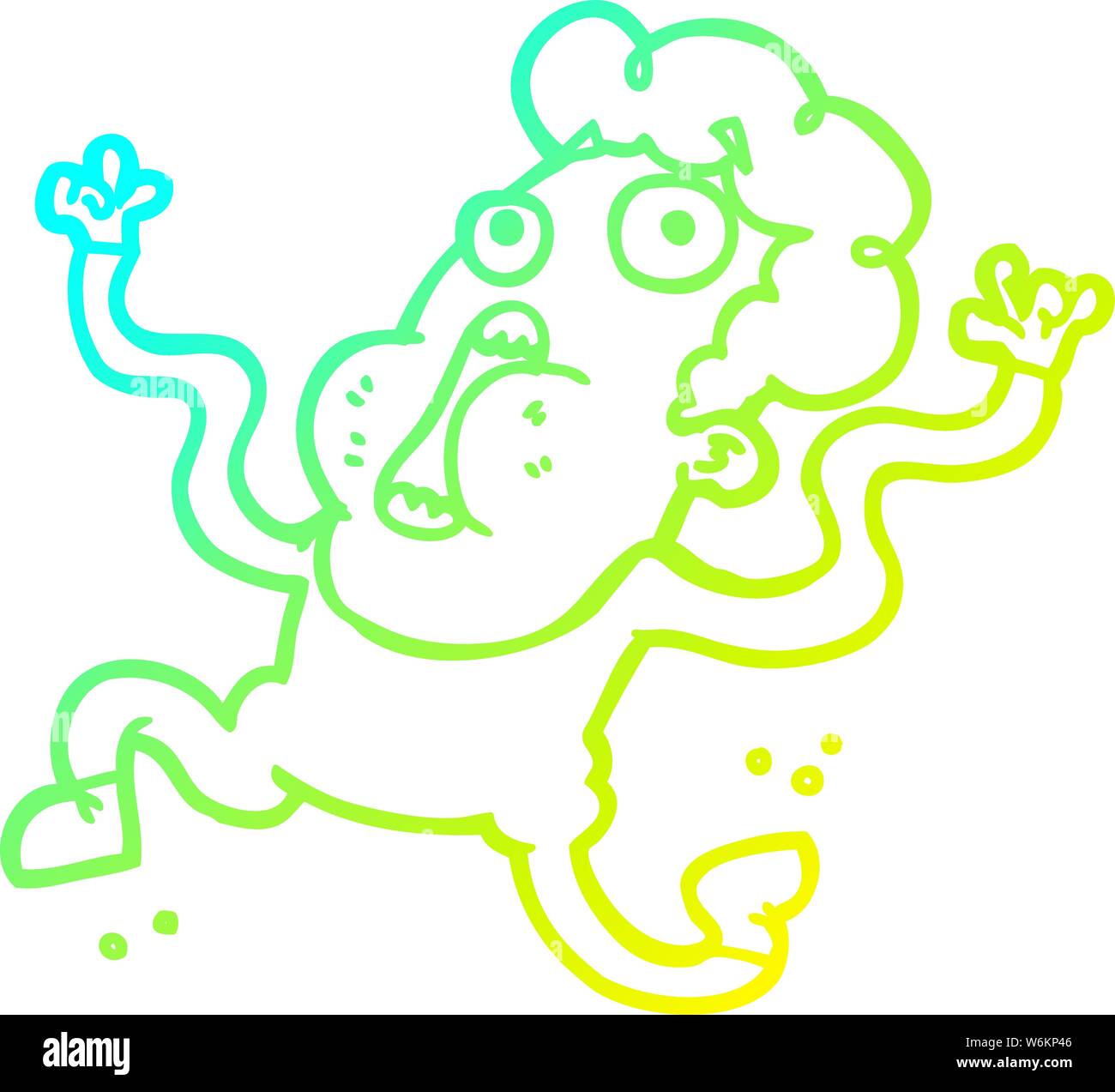 cold gradient line drawing of a cartoon terrified man Stock Vector ...