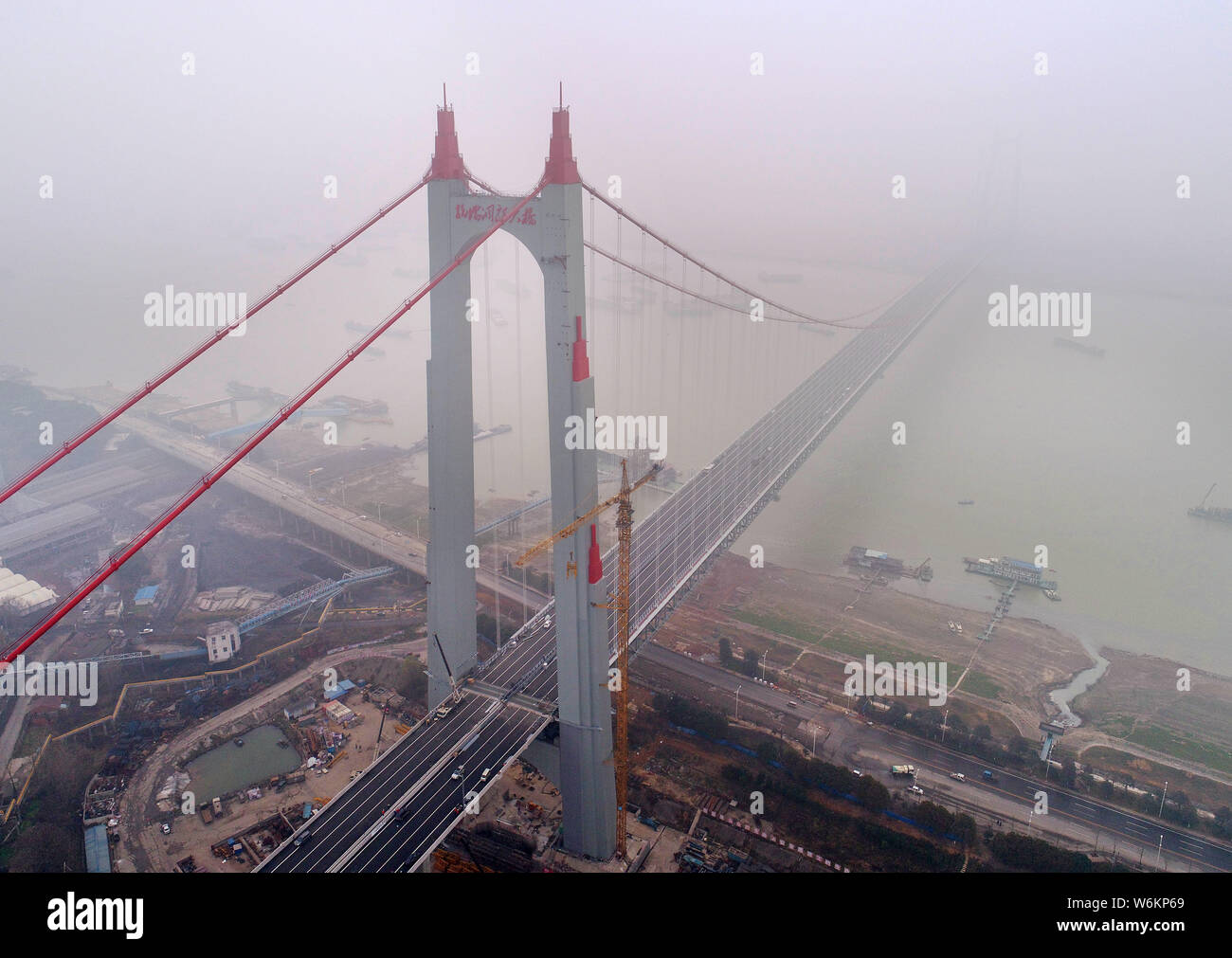 Aerial view of the construction site of the world's second and China's ...