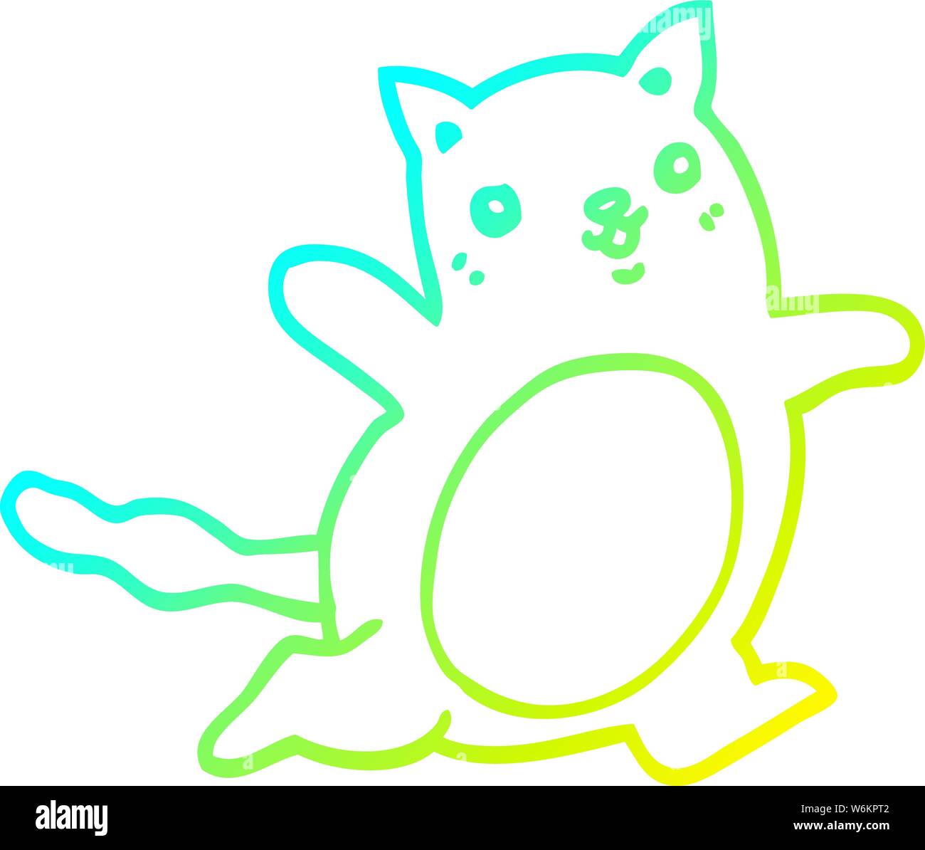 cold gradient line drawing of a cartoon cat Stock Vector Image & Art ...