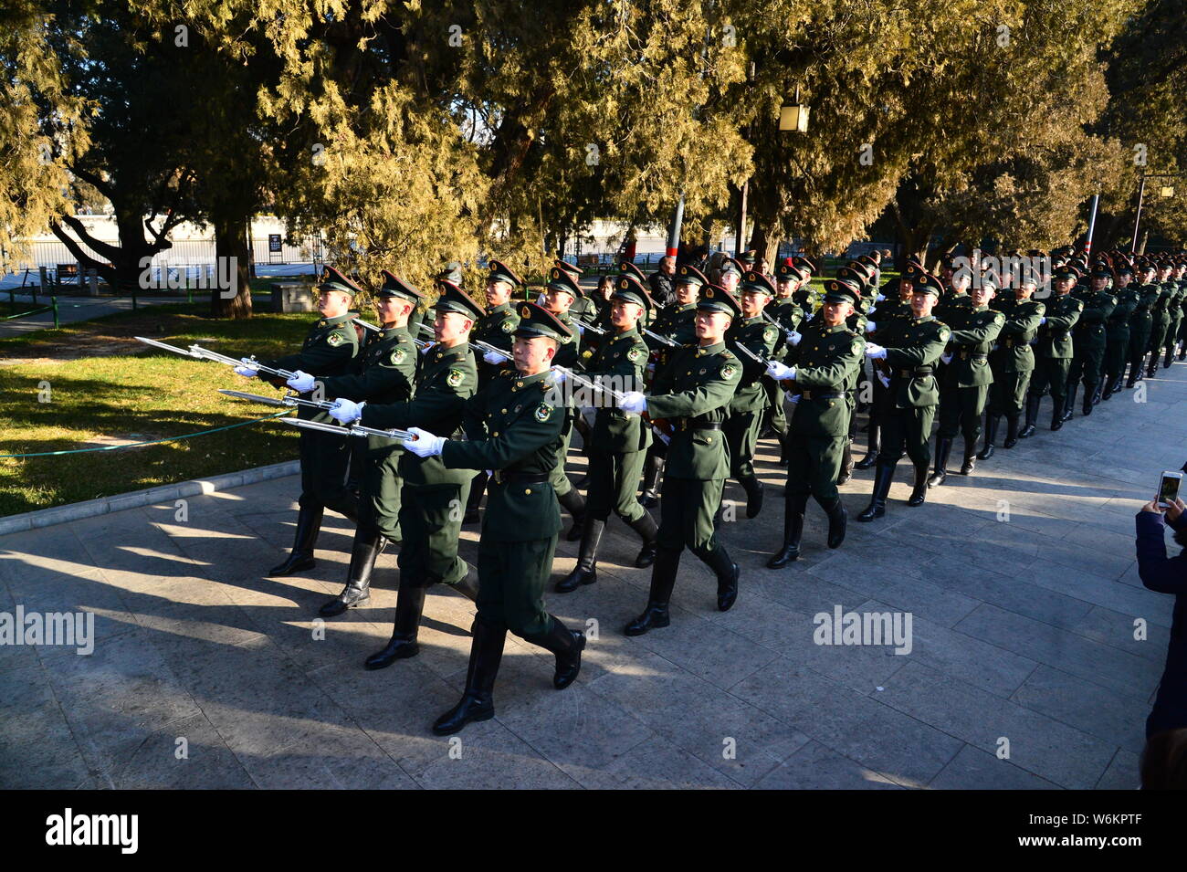 The Guard of Honor of the Chinese People's Liberation Army (PLA) take ...