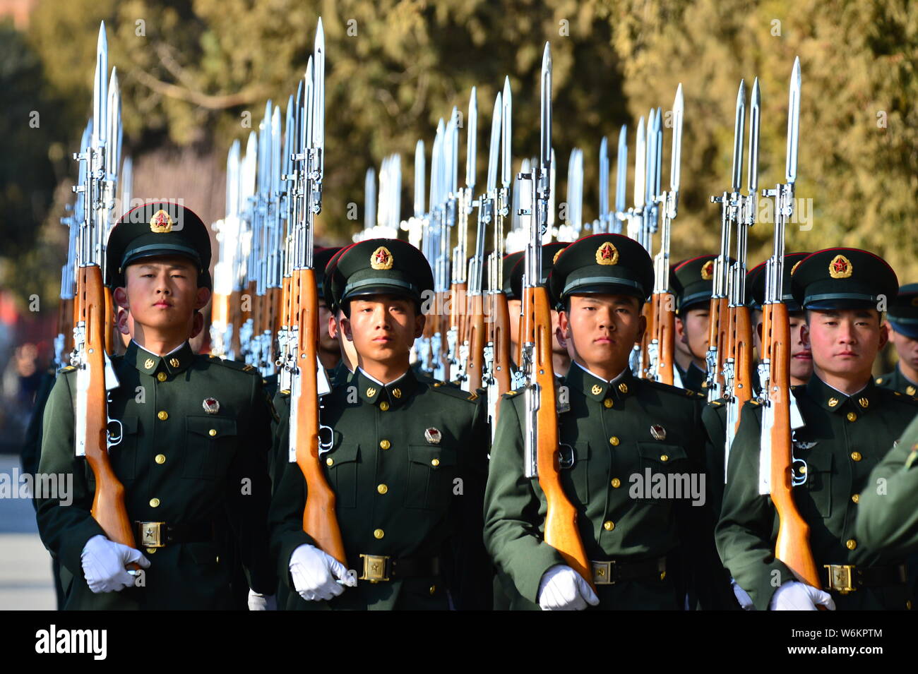 The Guard of Honor of the Chinese People's Liberation Army (PLA) take ...