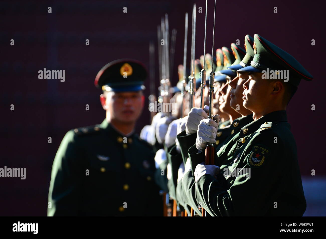 The Guard of Honor of the Chinese People's Liberation Army (PLA) take ...