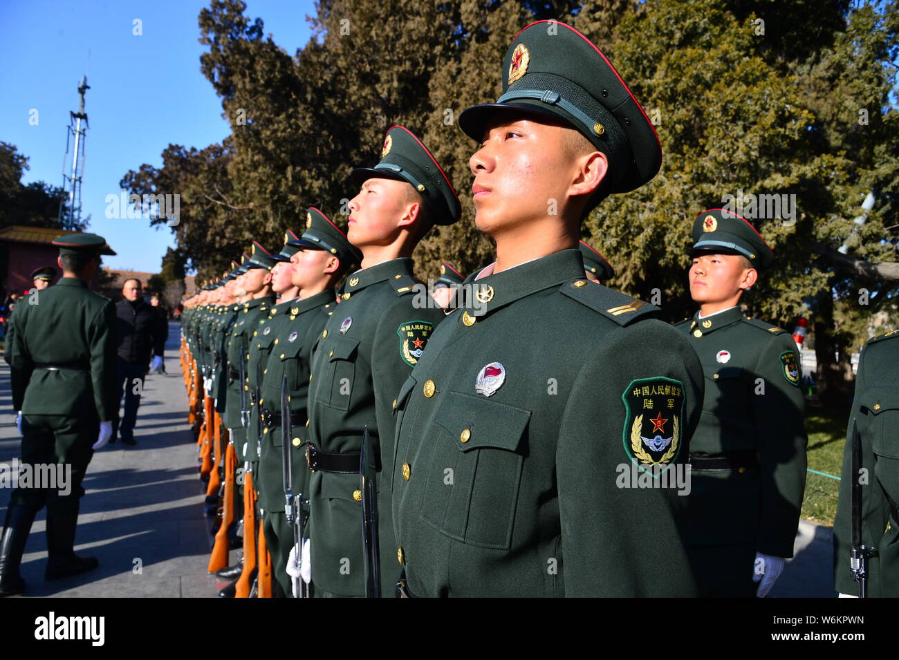 The Guard of Honor of the Chinese People's Liberation Army (PLA) take ...