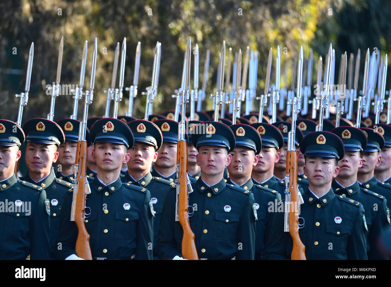 The Guard of Honor of the Chinese People's Liberation Army (PLA) take ...