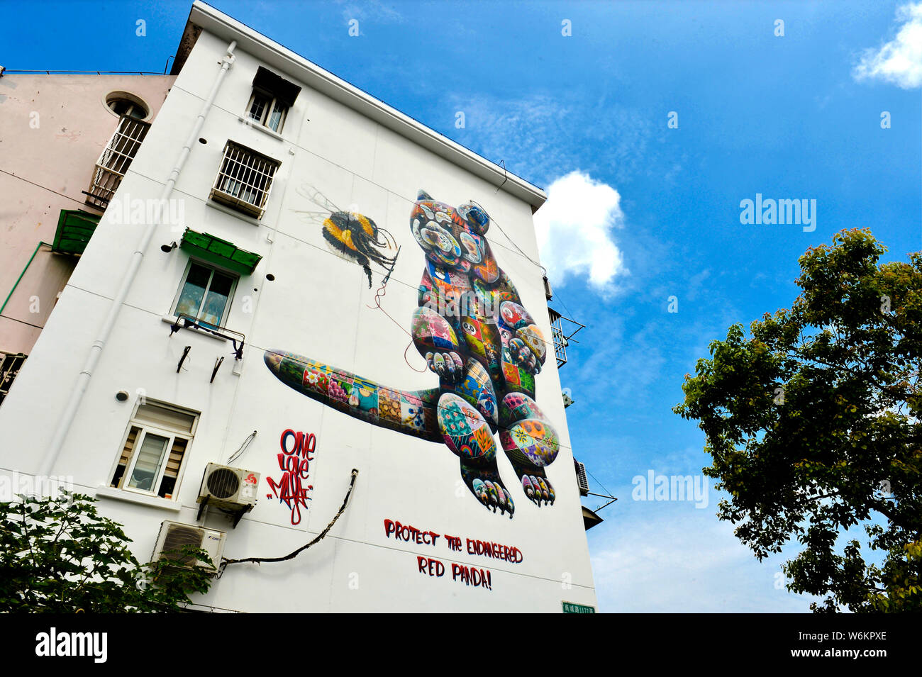 The wall painting, created by British artist Louis Masai and themed on ...