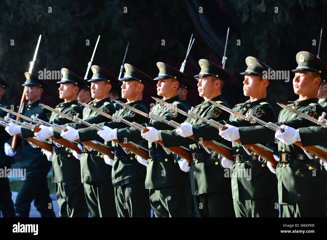 The Guard of Honor of the Chinese People's Liberation Army (PLA) take ...